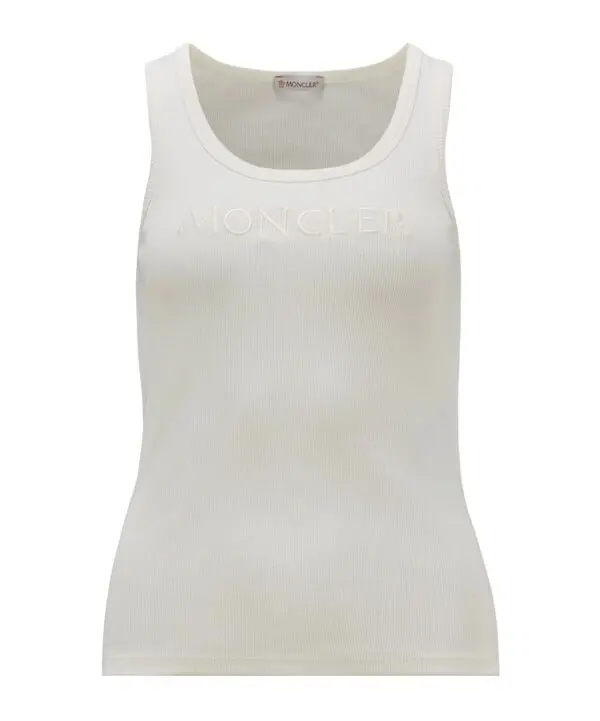 Moncler Sleeveless Ribbed Tank Top With Logo Detail