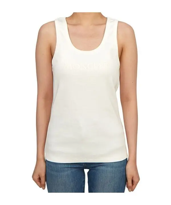 Moncler Sleeveless Ribbed Tank Top With Logo Detail