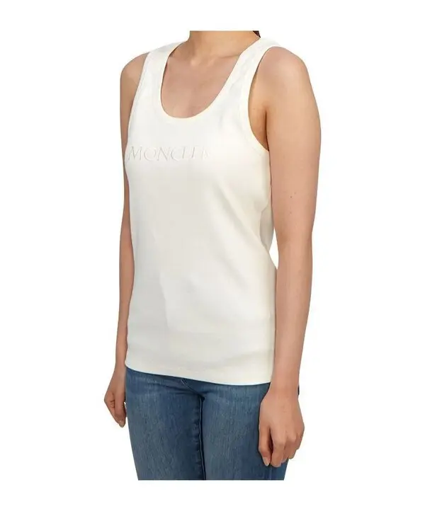 Moncler Sleeveless Ribbed Tank Top With Logo Detail