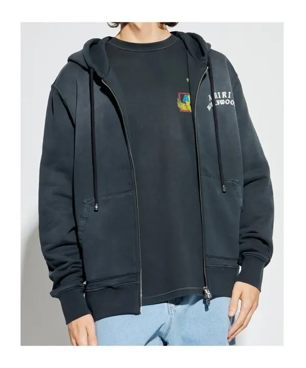 Amiri Hollywood Logo Zip-up Hoodie