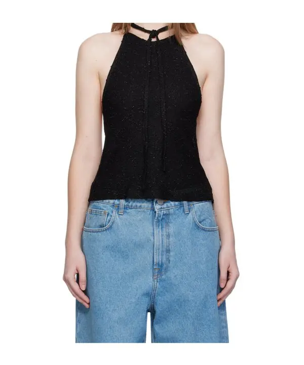 Christopher Esber Halterneck Mesh Top With Metal Thread Detailing