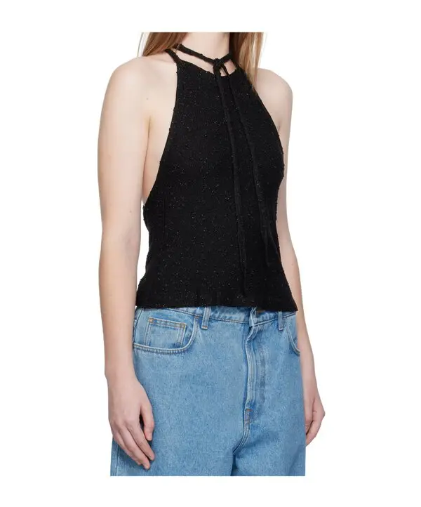 Christopher Esber Halterneck Mesh Top With Metal Thread Detailing