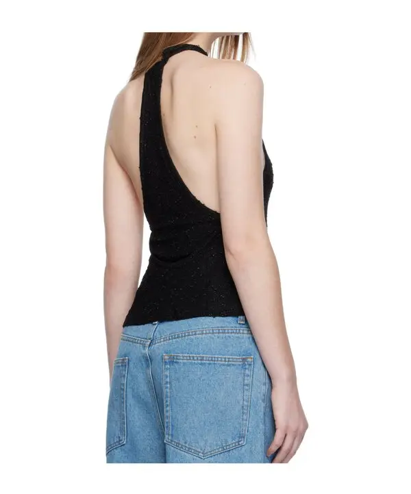 Christopher Esber Halterneck Mesh Top With Metal Thread Detailing