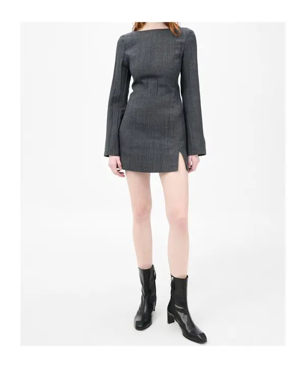 Our Legacy Long-sleeved Mini Dress With Pleated Detailing And Open Back