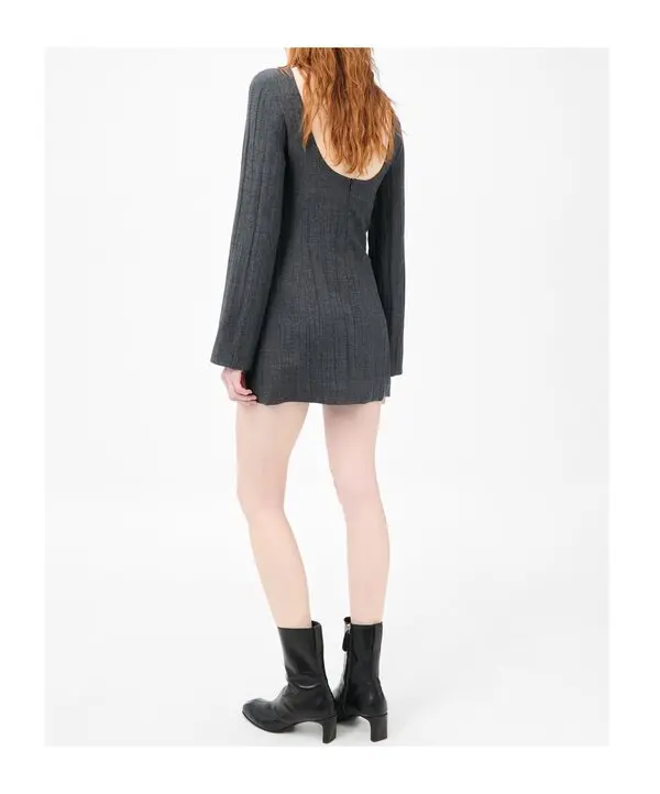 Our Legacy Long-sleeved Mini Dress With Pleated Detailing And Open Back