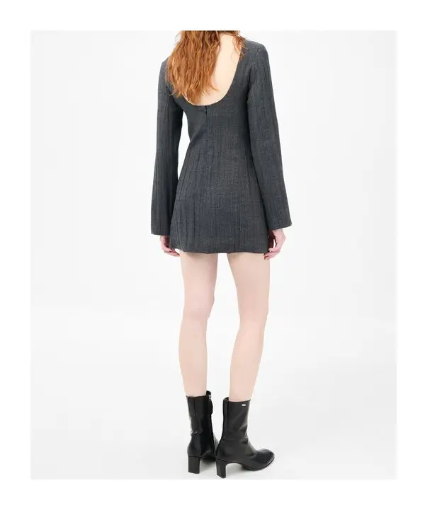 Our Legacy Long-sleeved Mini Dress With Pleated Detailing And Open Back