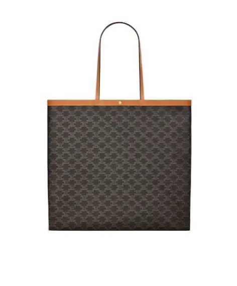 Celine Large Flat Shopper In Triomphe Canvas - Black