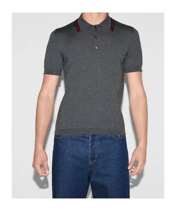 Gucci Stripe Collared Short-sleeve Polo Shirt