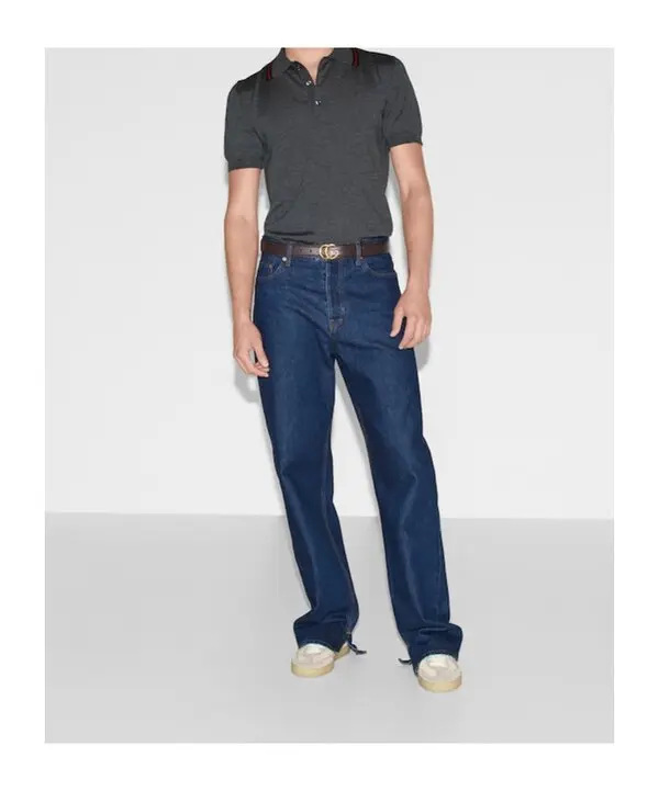 Gucci Stripe Collared Short-sleeve Polo Shirt