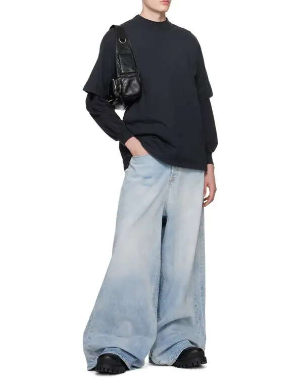 Balenciaga Logo Printed Long-sleeved Shirt - Black