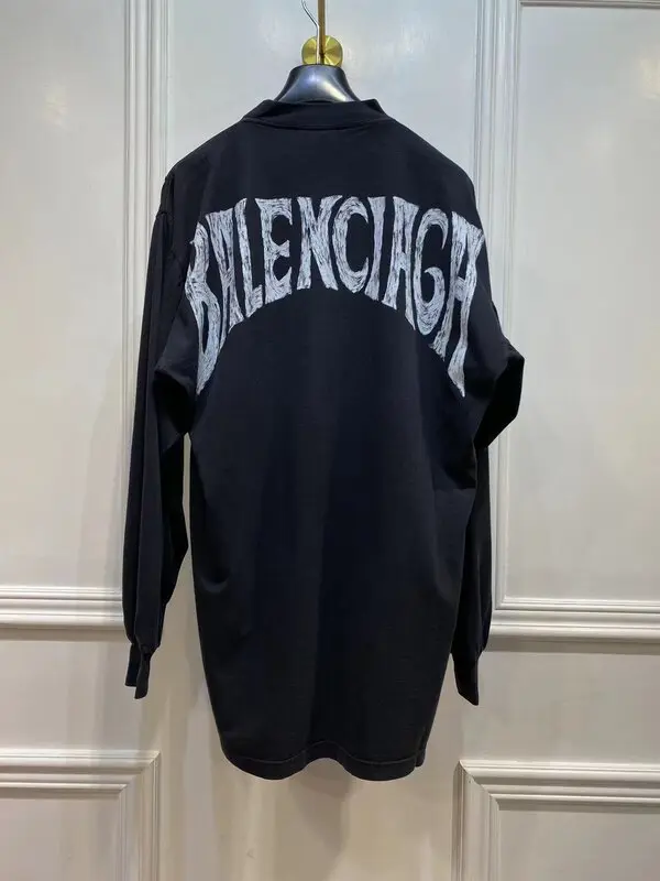 Balenciaga Logo Printed Long-sleeved Shirt - Black