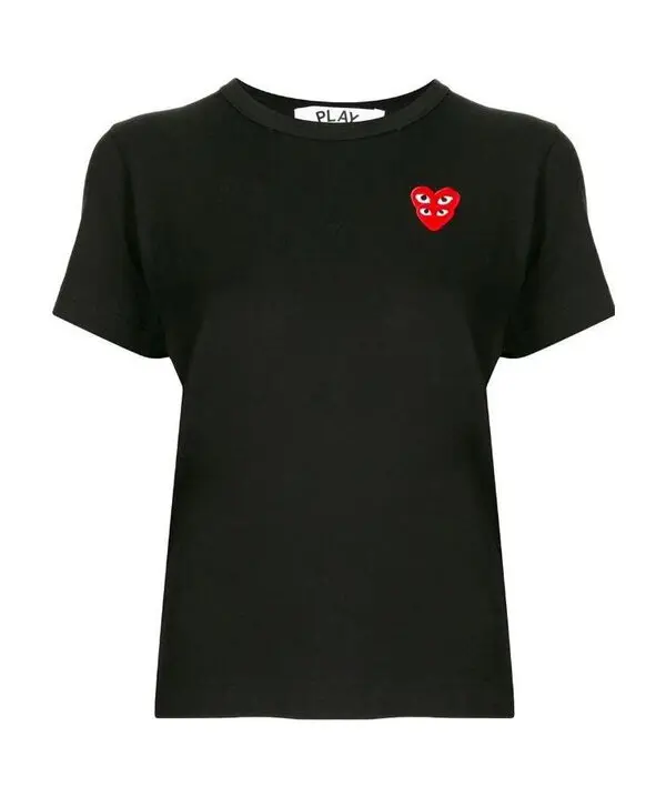Play Comme Des Garcon Logo Heart Print T-shirt - Black