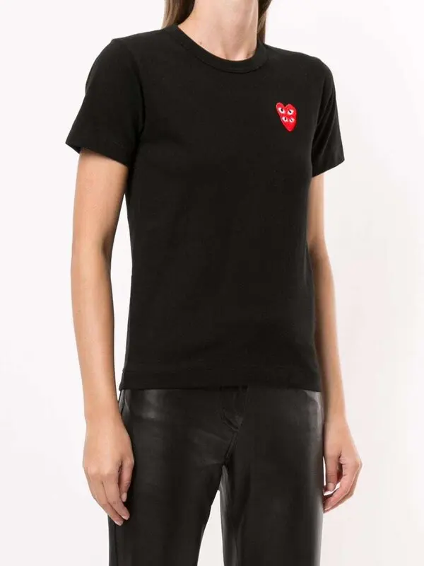 Play Comme Des Garcon Logo Heart Print T-shirt - Black