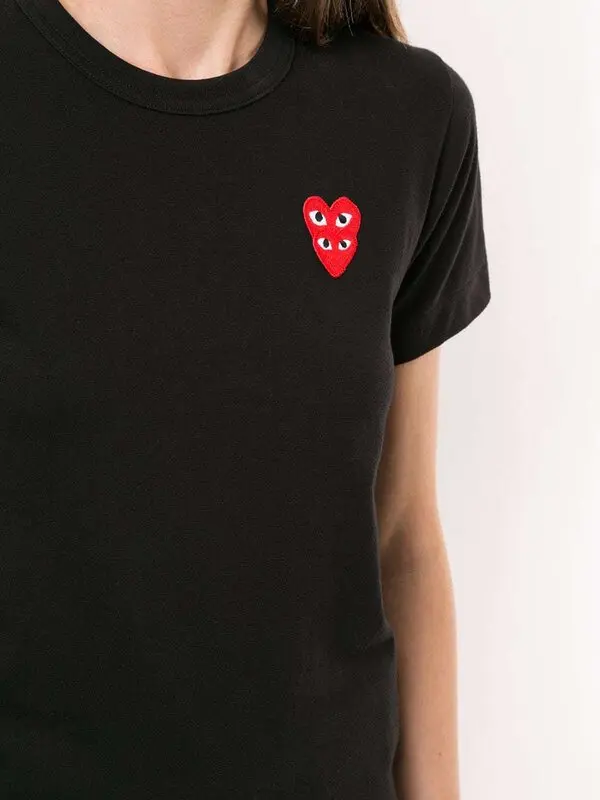 Play Comme Des Garcon Logo Heart Print T-shirt - Black