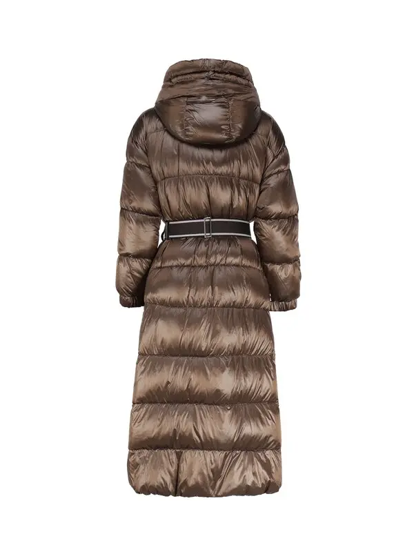 Max Mara Quilted Long Down Coat With Belt