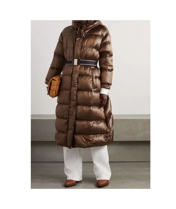 Max Mara Quilted Long Down Coat With Belt