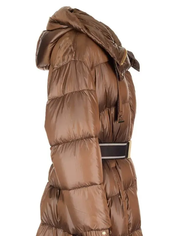Max Mara Quilted Long Down Coat With Belt