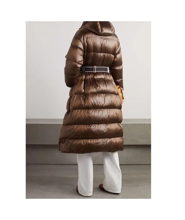 Max Mara Quilted Long Down Coat With Belt