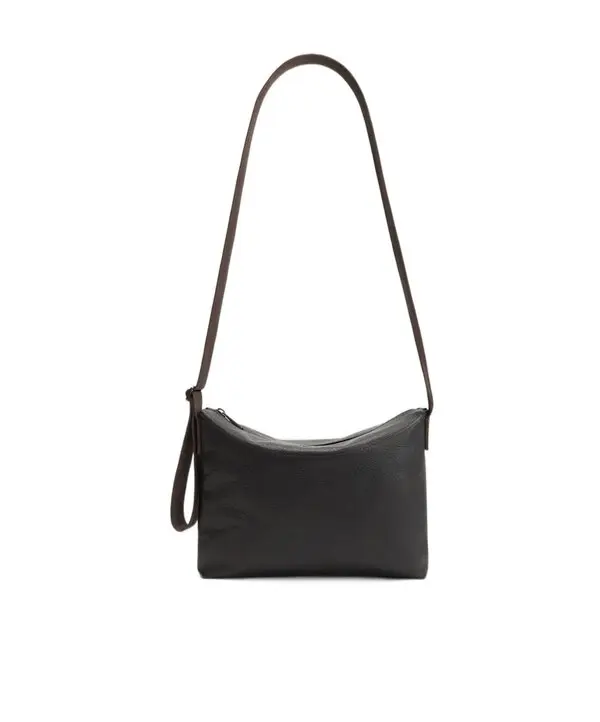 LEMAIRE Small Folio Bag In Grained Capra-effect Leather - Dark Chocolate
