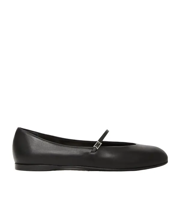 Max Mara Nappa Leather Ballerinas With Adjustable Ankle Strap