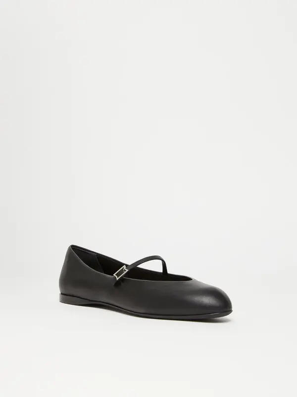 Max Mara Nappa Leather Ballerinas With Adjustable Ankle Strap