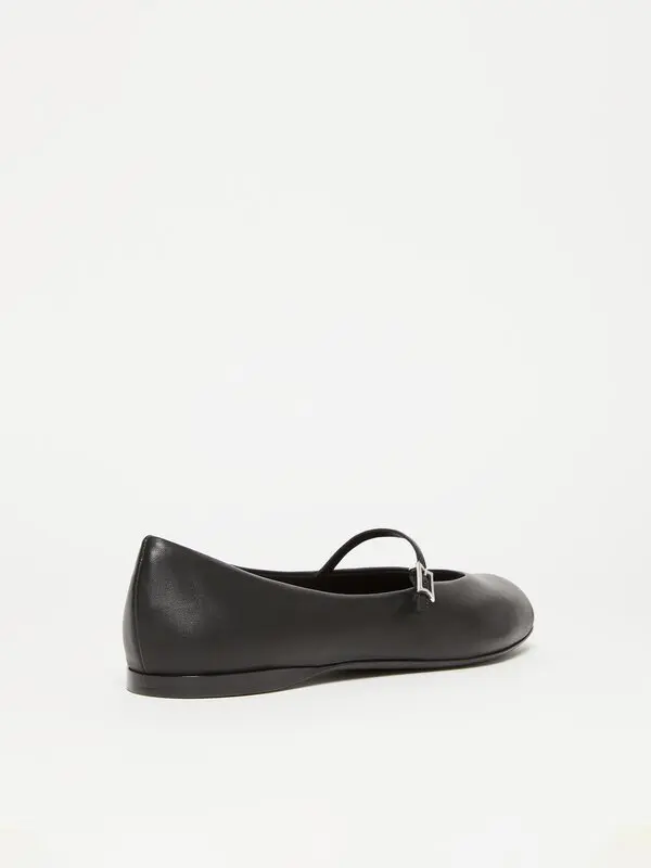 Max Mara Nappa Leather Ballerinas With Adjustable Ankle Strap