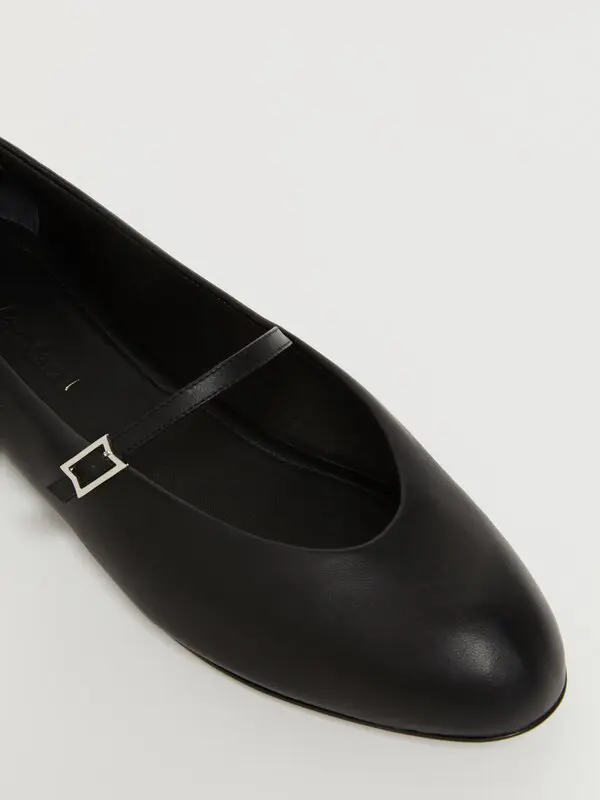 Max Mara Nappa Leather Ballerinas With Adjustable Ankle Strap