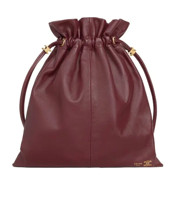 Celine Small Crystal Pouch In Lambskin - Syrah