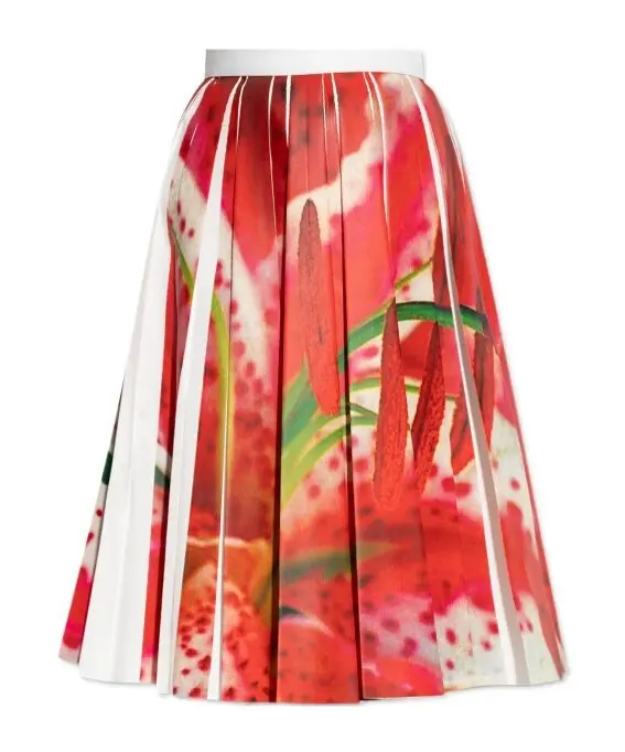 Tory Burch Pleated Midi Skirt With Floral Print - Red