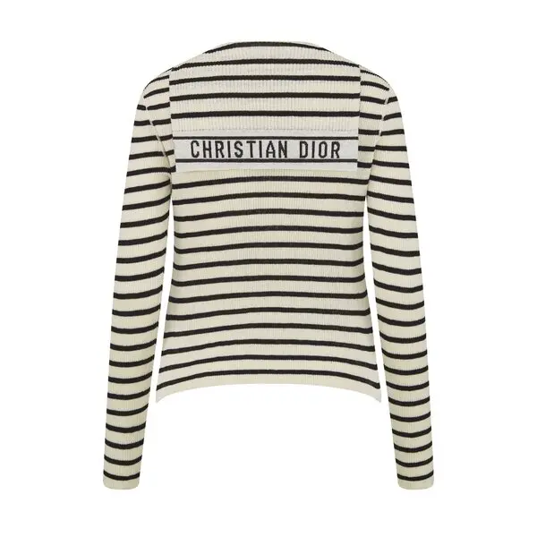 Dior Striped V-neck Jumper With Lace-up Detail - No