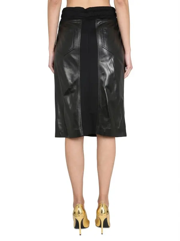 TOM FORD Leather Drawstring Midi Skirt