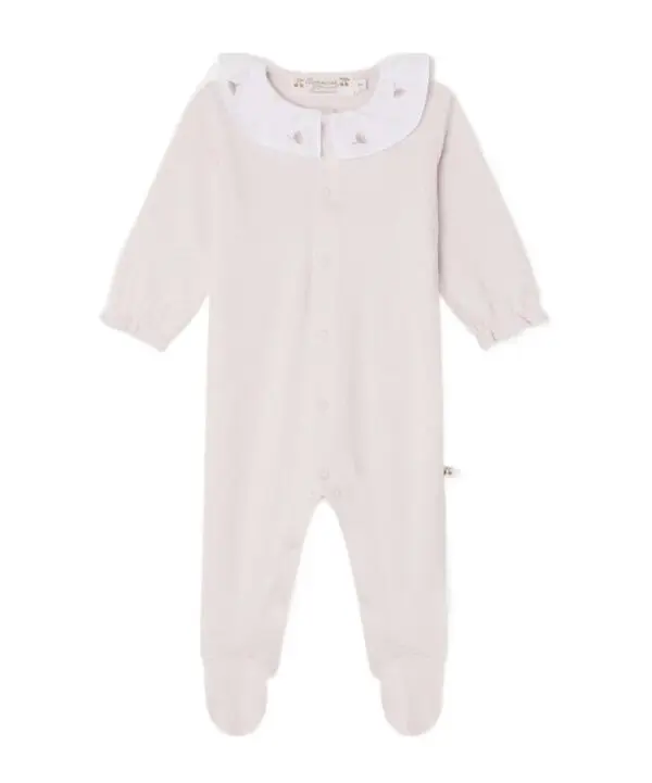 Bonpoint Long Sleeve Jumpsuit With Embroidered Neckline - Pink