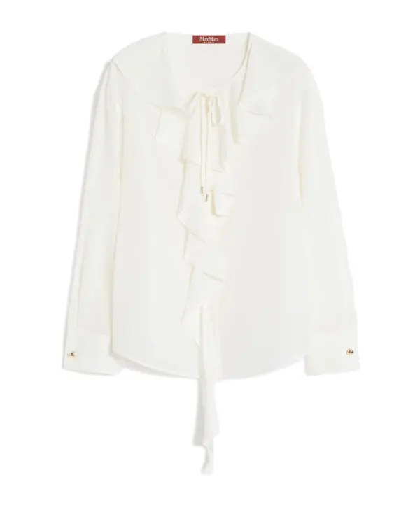 Max Mara Epica Ruffle Detailed Crewneck Top - White