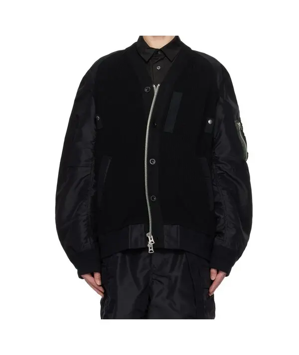 Sacai Twill Knit Blouson - Black
