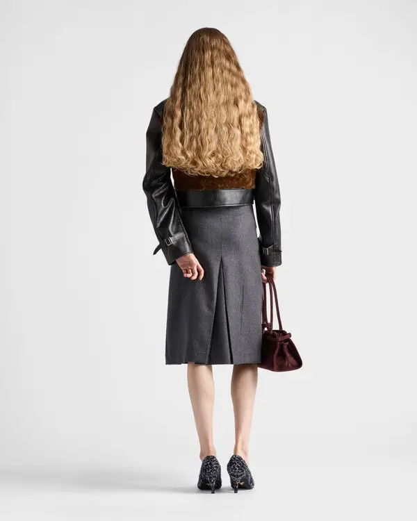 Prada Pleated Midi Skirt - Slate Grey