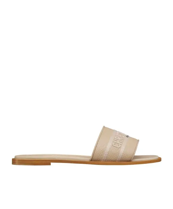 Dior Dway Slide Sandals With Graphic Pattern - Nude