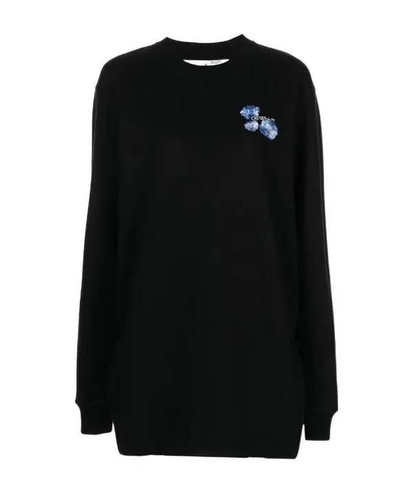 Off-White Floral Print Sweater Dress