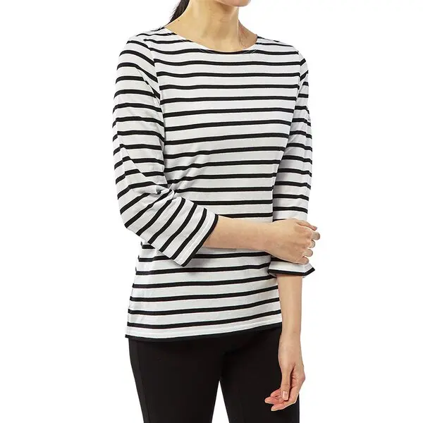 Saint James Striped Boatneck T-shirt - White