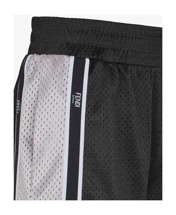 Fendi Mesh Bermuda Shorts With Jacquard Logo Ribbons