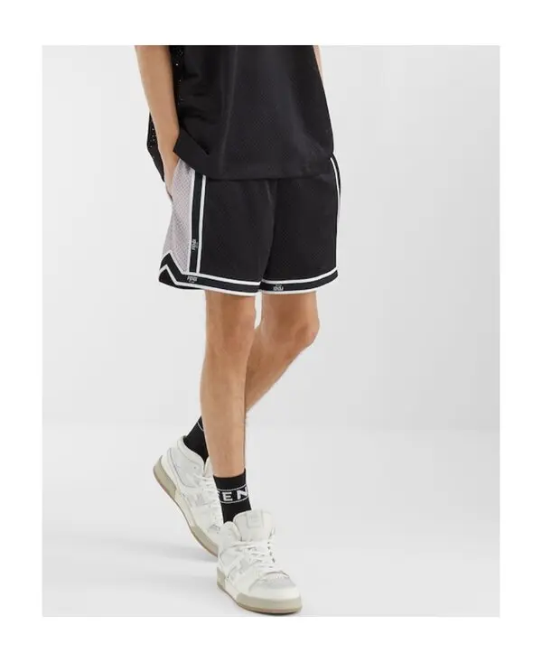 Fendi Mesh Bermuda Shorts With Jacquard Logo Ribbons