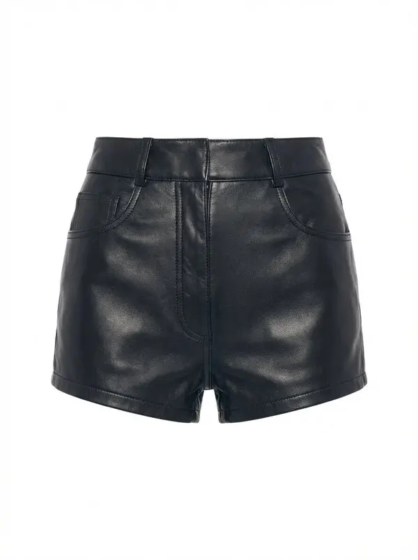 Norma Kamali Faux-leather Mini Shorts - Black