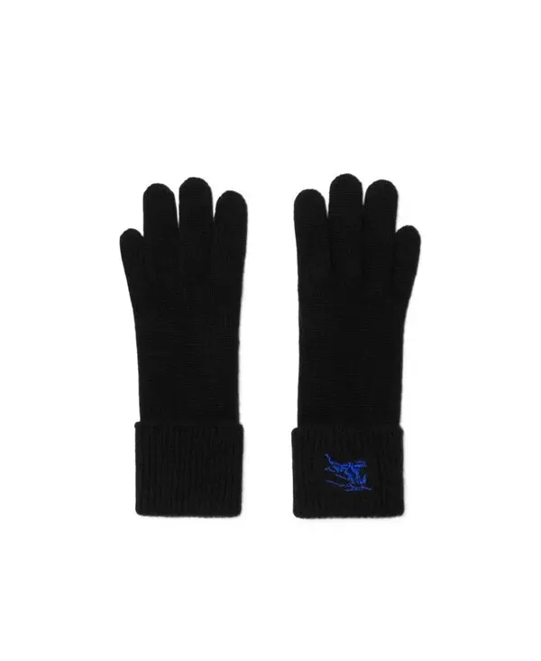 Burberry Equestrian Knight Embroidered Slip-on Gloves - Black