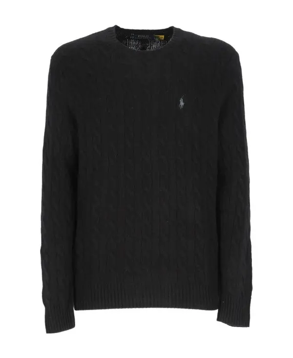 Polo Ralph Lauren Embroidered Cable-knit Jumper - Black