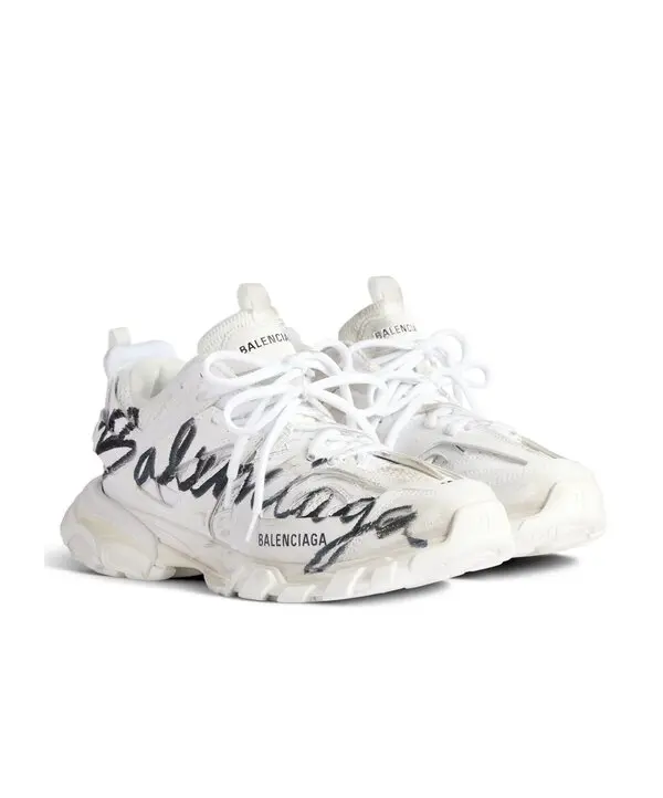 Balenciaga Track Signature Sneakers - White/black