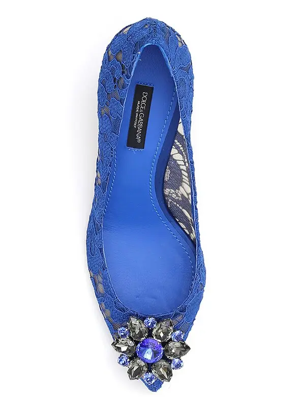 Dolce & Gabbana Taormina Lace Pumps With Embellished Brooch - Blue