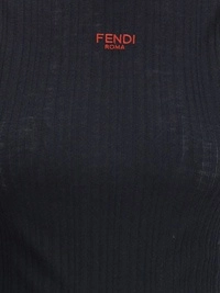 Fendi Sleeveless High Neck Ribbed Top