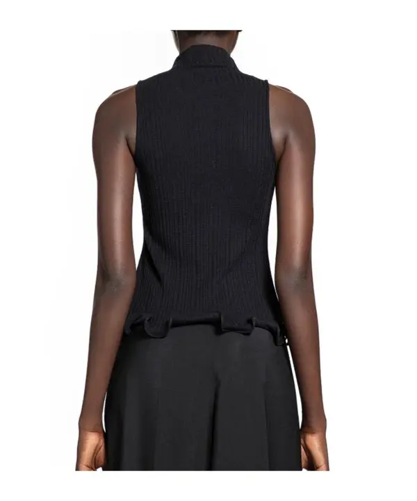 Fendi Sleeveless High Neck Ribbed Top