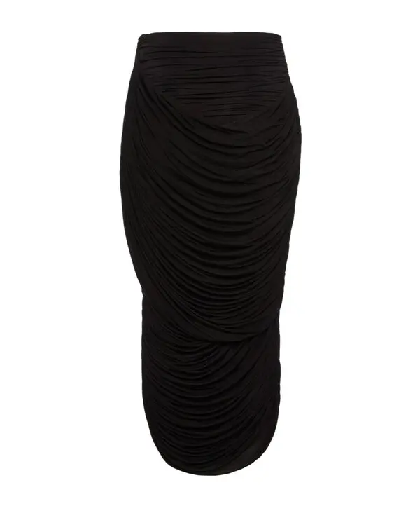 Magda Butrym Draped Ruched Midi Skirt - Black
