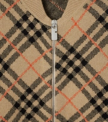 Burberry Checked Knitted Zip-up Bomber Jacket