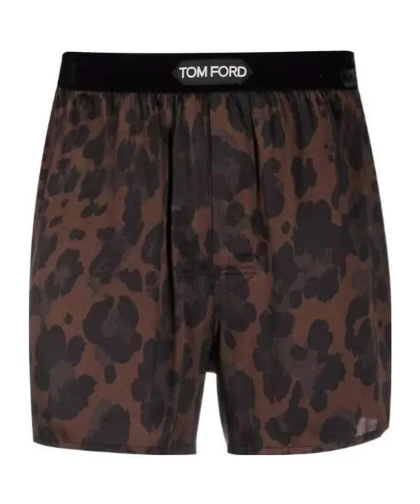 TOM FORD Leopard Print Boxer Shorts - Black